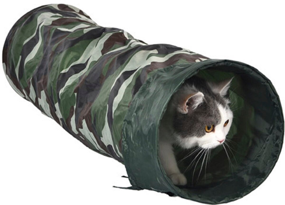 HOMECAT игровой туннель для кошек камуфляж 90 х 25 х 25 см, зеленый