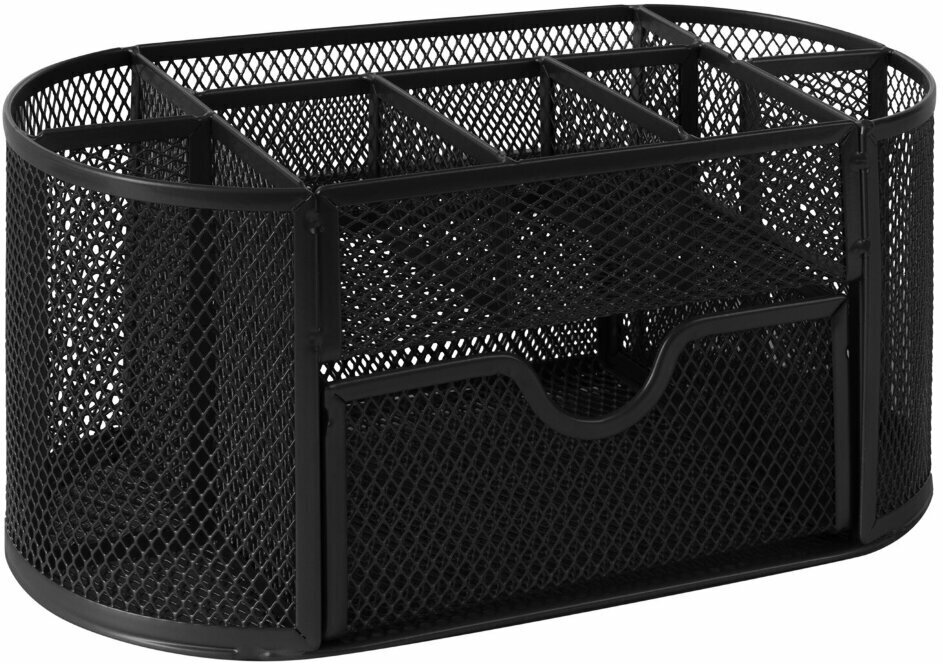 Подставка-органайзер металлическая BRAUBERG "Germanium", 9 секций, 105х220х110 мм, черная, 237418, 237418