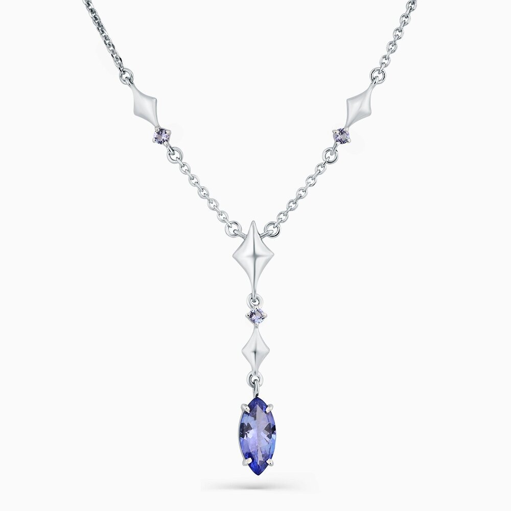 Колье, белое золото, 585 проба, танзанит