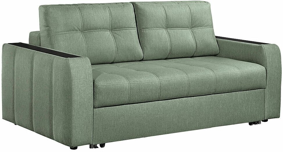 Прямой диван Элефант Зеленый Рогожка, выкатной, 186х106х100 см, на металлическом каркасе