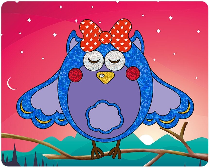 Hobbius FBT-02-LF03 Набор для творчества Аппликация фольгой 20×25 см №02 Сова для детей