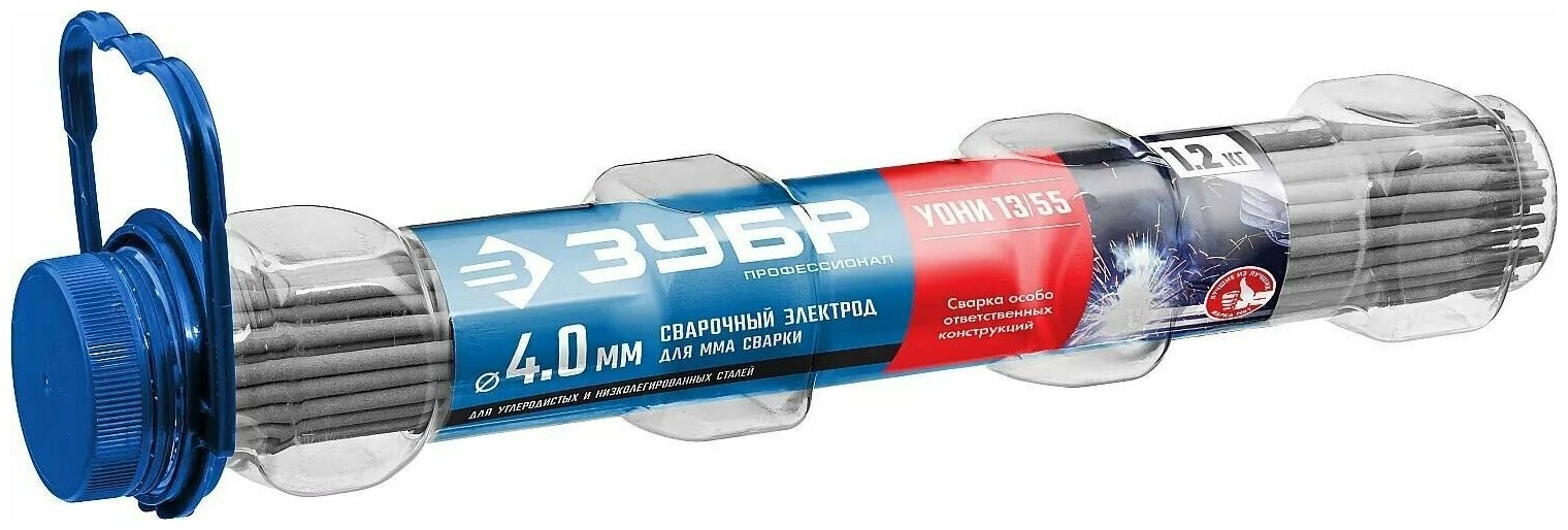 Электрод сварочный с основным покрытием 4x350 мм 1.2 кг УОНИ 13/55 Зубр 40021-4.0