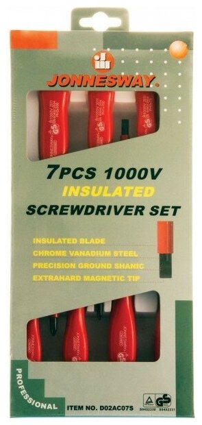 Набор отверток диэлектрических 7 пр. D02AC07S Jonnesway, 47053