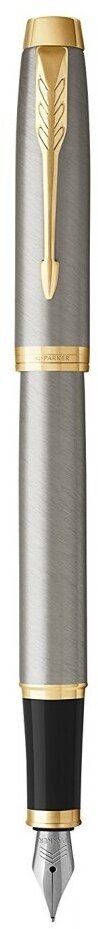 Перьевая ручка Parker IM Metal Brushed Metal GT, перо: F, цвет чернил: blue, в подарочной упаковке. 1931649