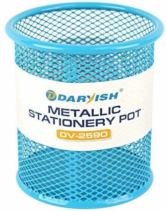 Подставка-стакан для письменных принадлежностей "Круглый" металлический голубой