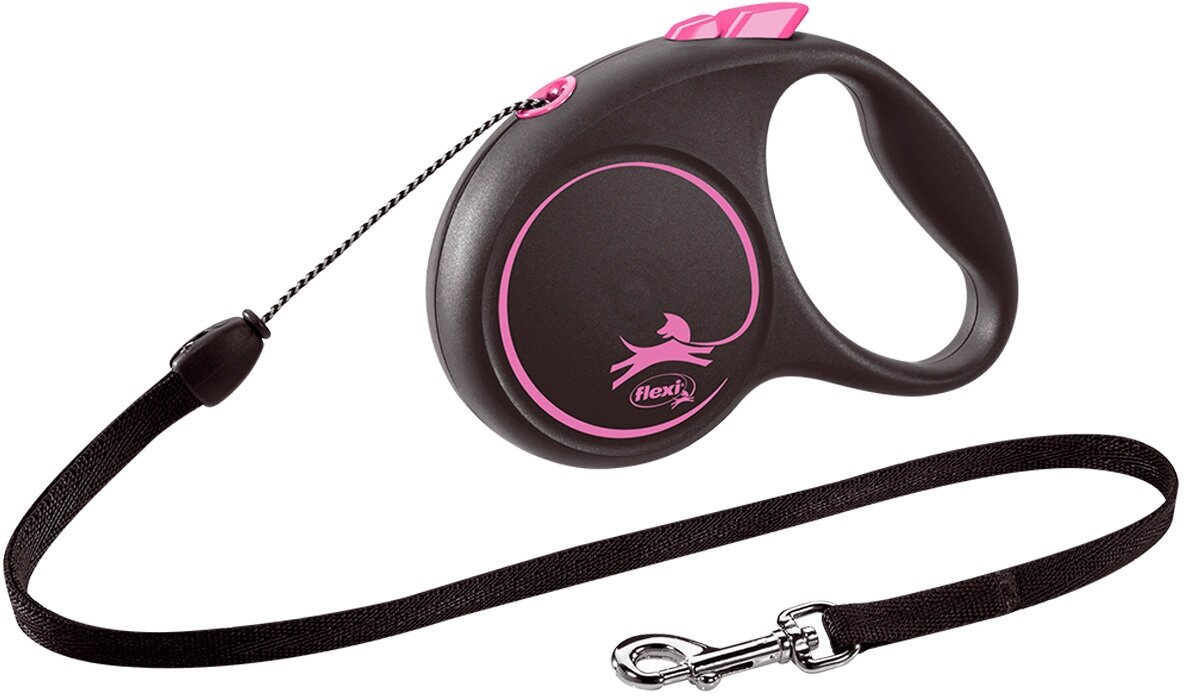 FLEXI BLACK DESIGN CORD тросовый поводок рулетка для животных 5 м размер S розовый (1 шт)