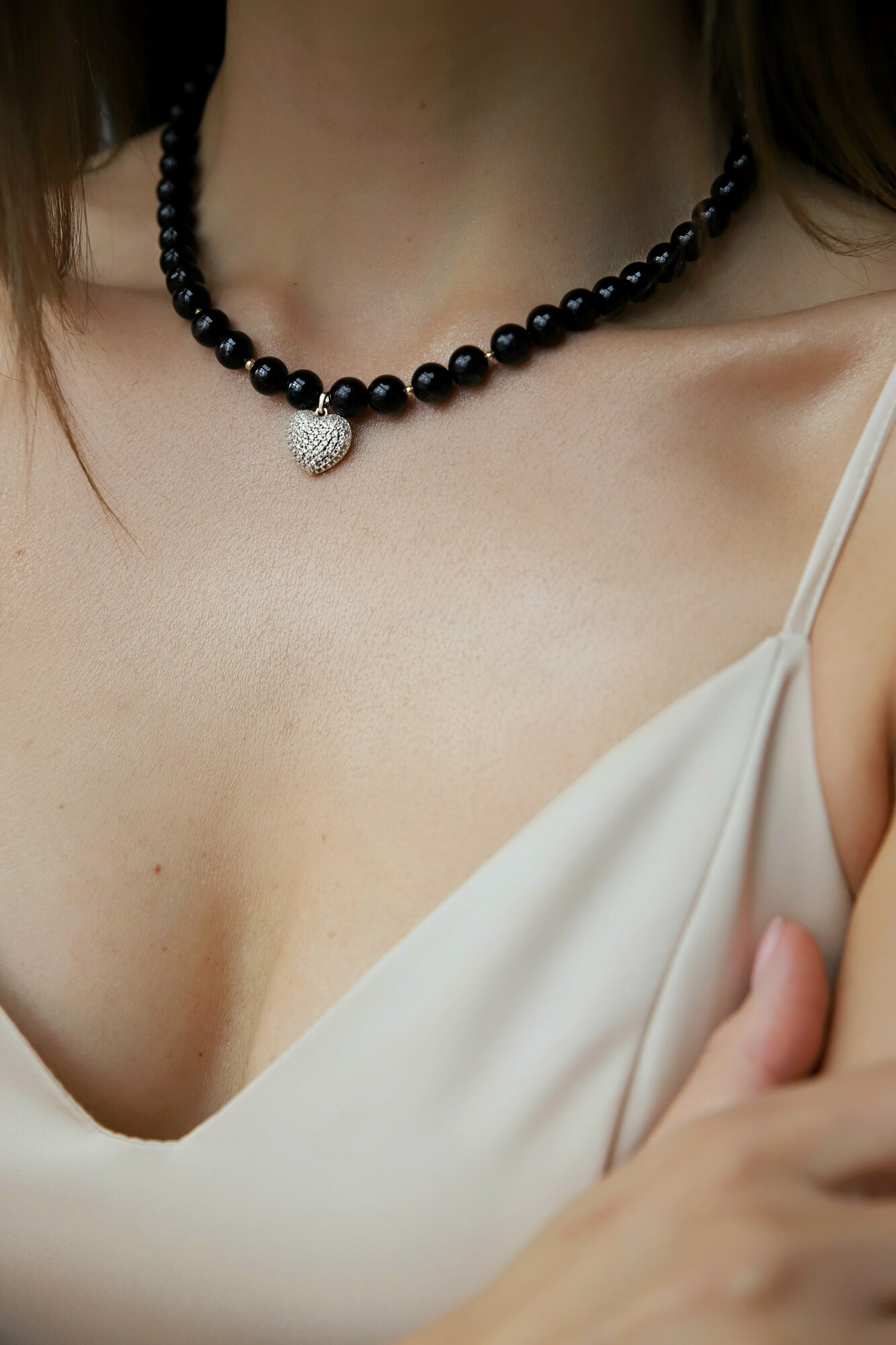 Колье, агат, фианит