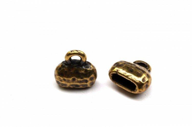 Концевик-кримп TierraCast Distressed 10,5х10х5мм, внутренний диаметр 6х2мм, отверстие 2,2мм, цвет латунь, 94-5853-27, 2шт