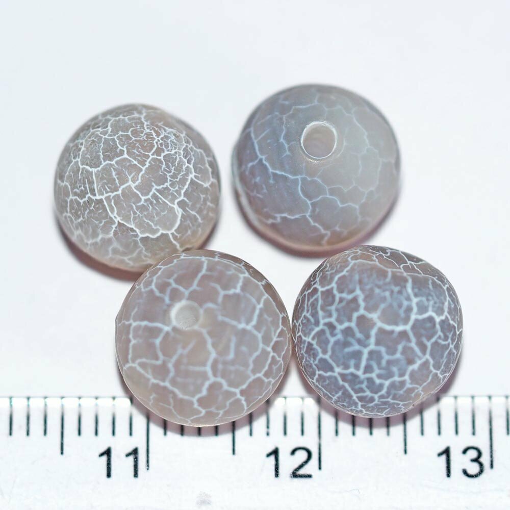 Натуральная бусина Агат Африканский серый матовый 0004373 шарик 10 мм, цена за 4 шт.