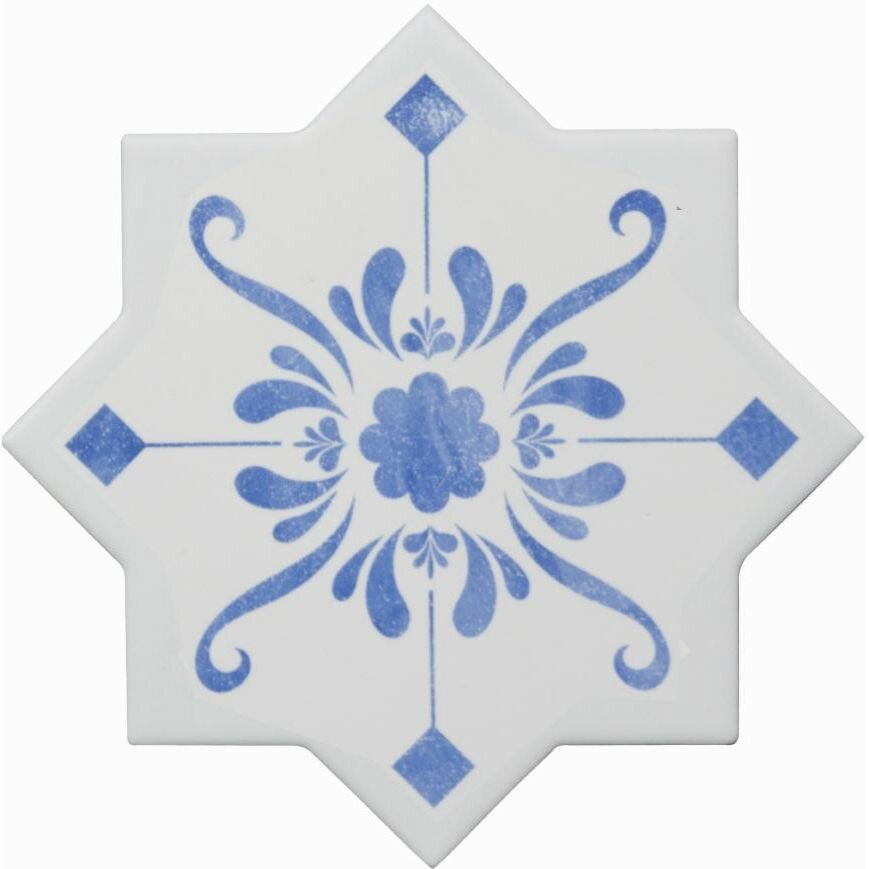 Напольная плитка Cevica (Кевика) Becolors Star Dec. Stencil Electric Blue 13,25x13,25 см, CV67392 (0.5 м2)