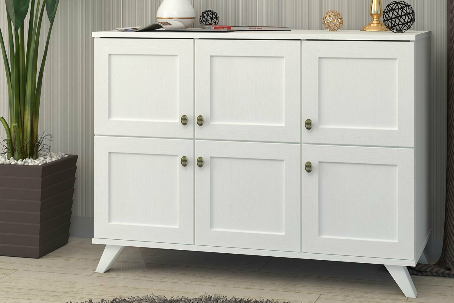 Комод Ренди 33М 102х40х79 белый, рамка квадро МДФ, ножка №1