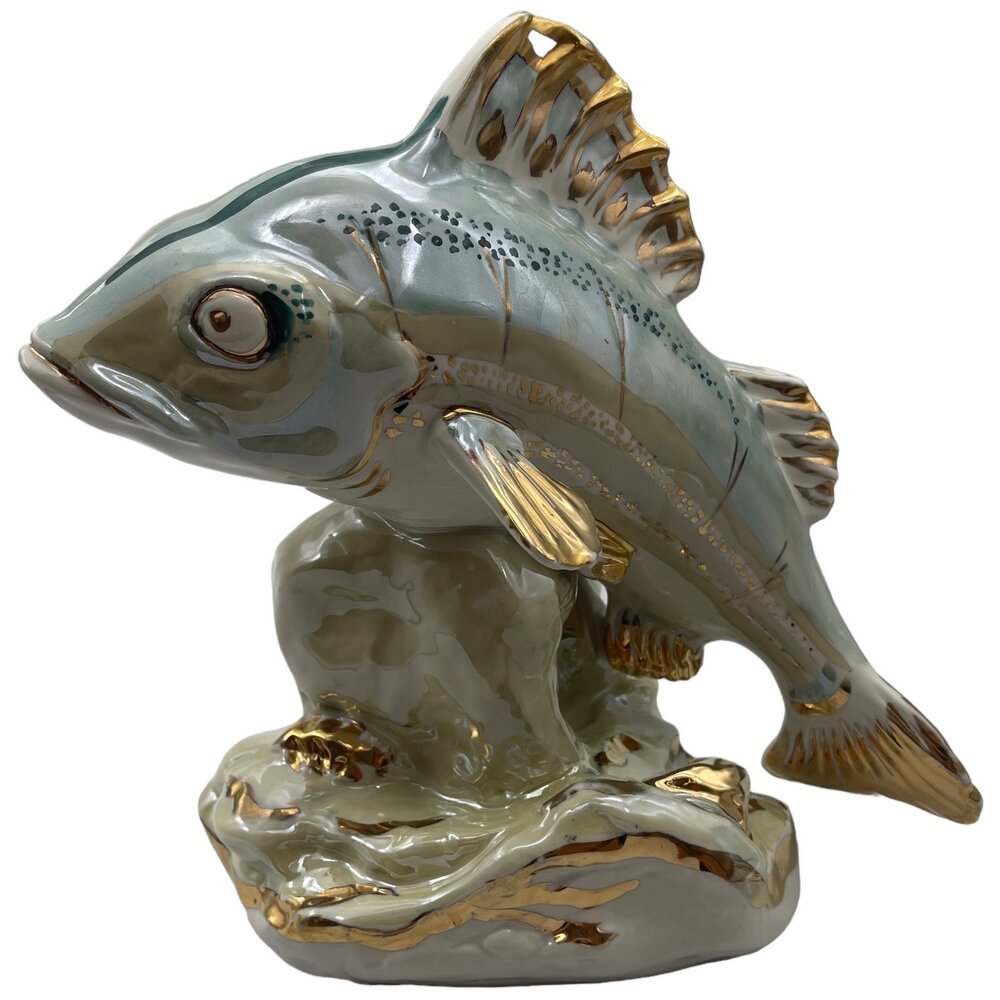 Фарфоровая статуэтка "Речной окунь", автор Кожин П. М, 1957 г, Дулево, СССР