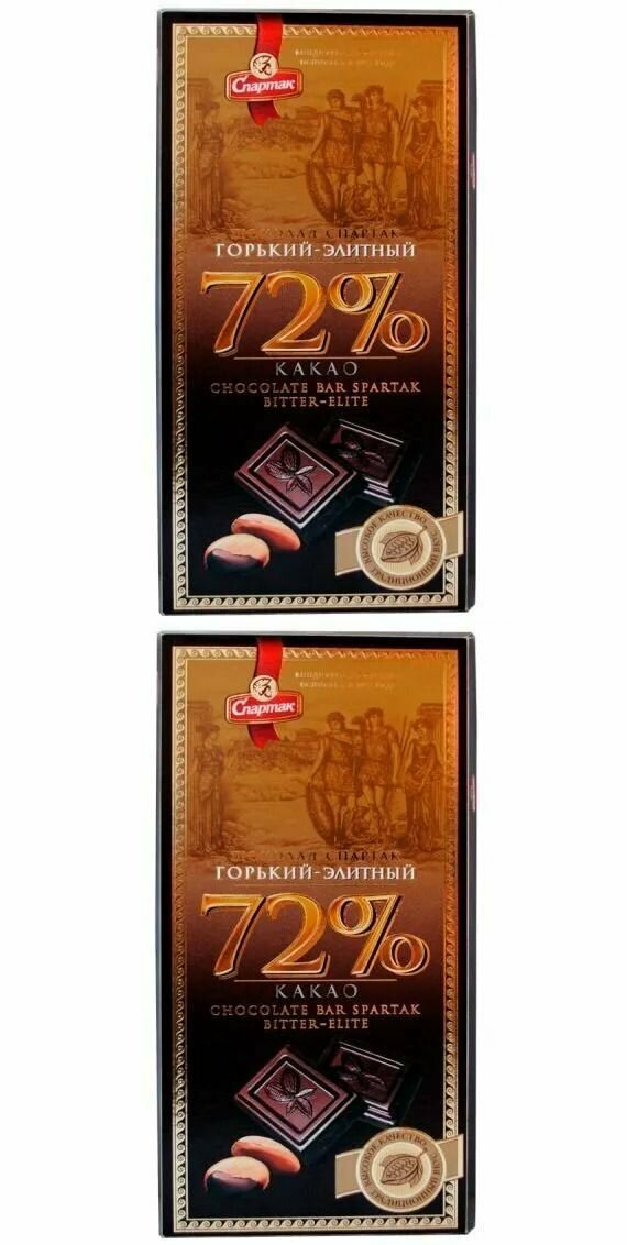 КФ Спартак Шоколад Горький-элитный 72% 85 г 2 шт