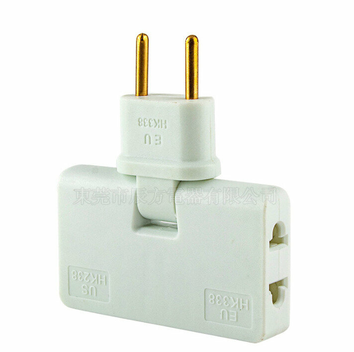 Тройник, поворотная розетка на 180 градусов / белая