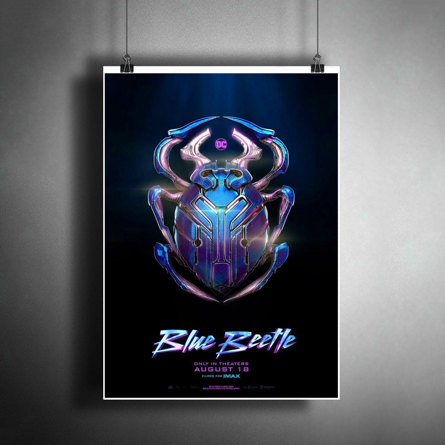Постер плакат для интерьера "Фильм: Синий Жук (Blue Beetle). Комиксы DC" / Декор дома, офиса, комнаты, квартиры, детской A3 (297 x 420 мм)