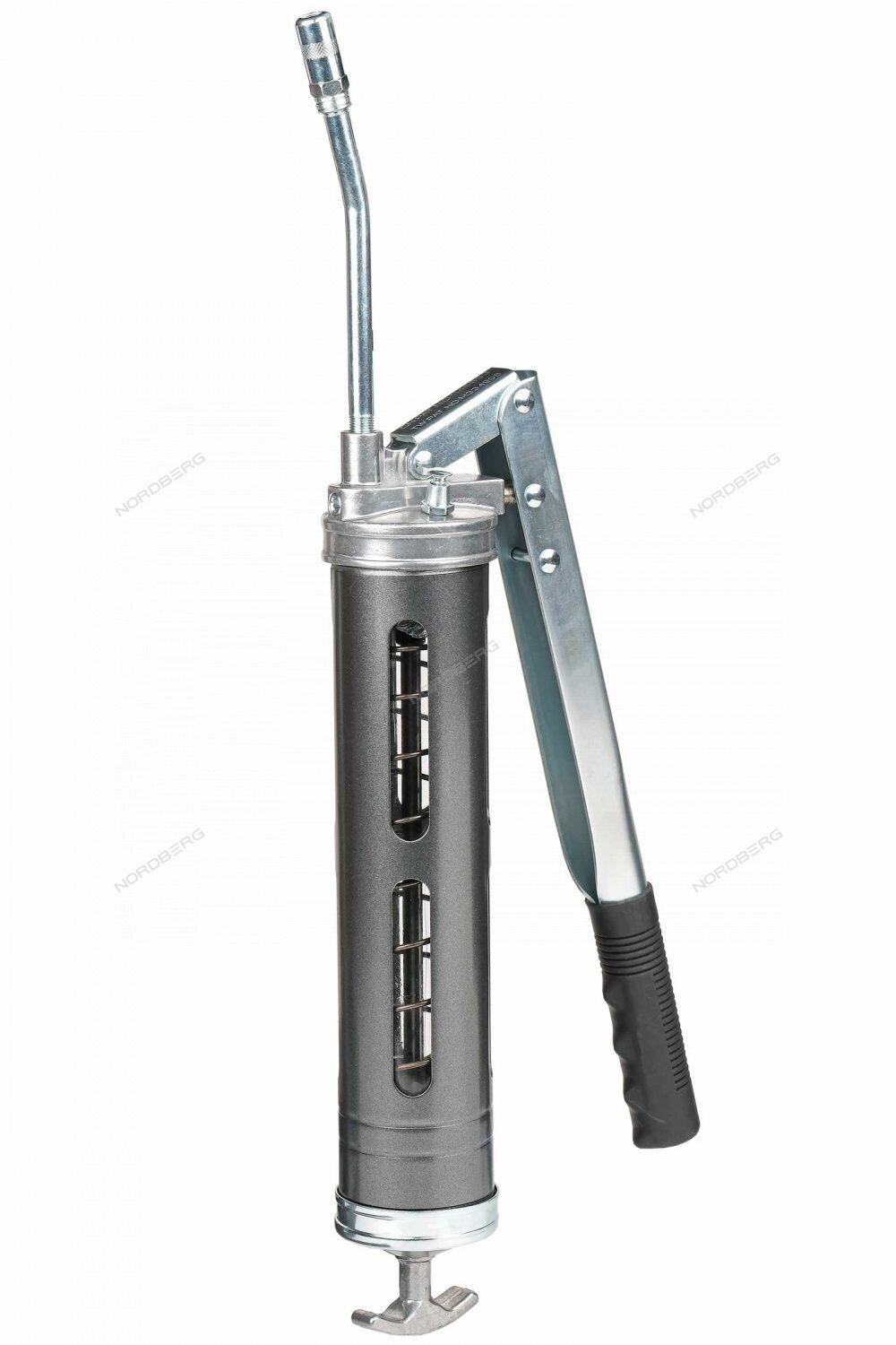 Шприц двухплунжерный для густой смазки с окнами в тубе, 400 мл NORDBERG NO2406