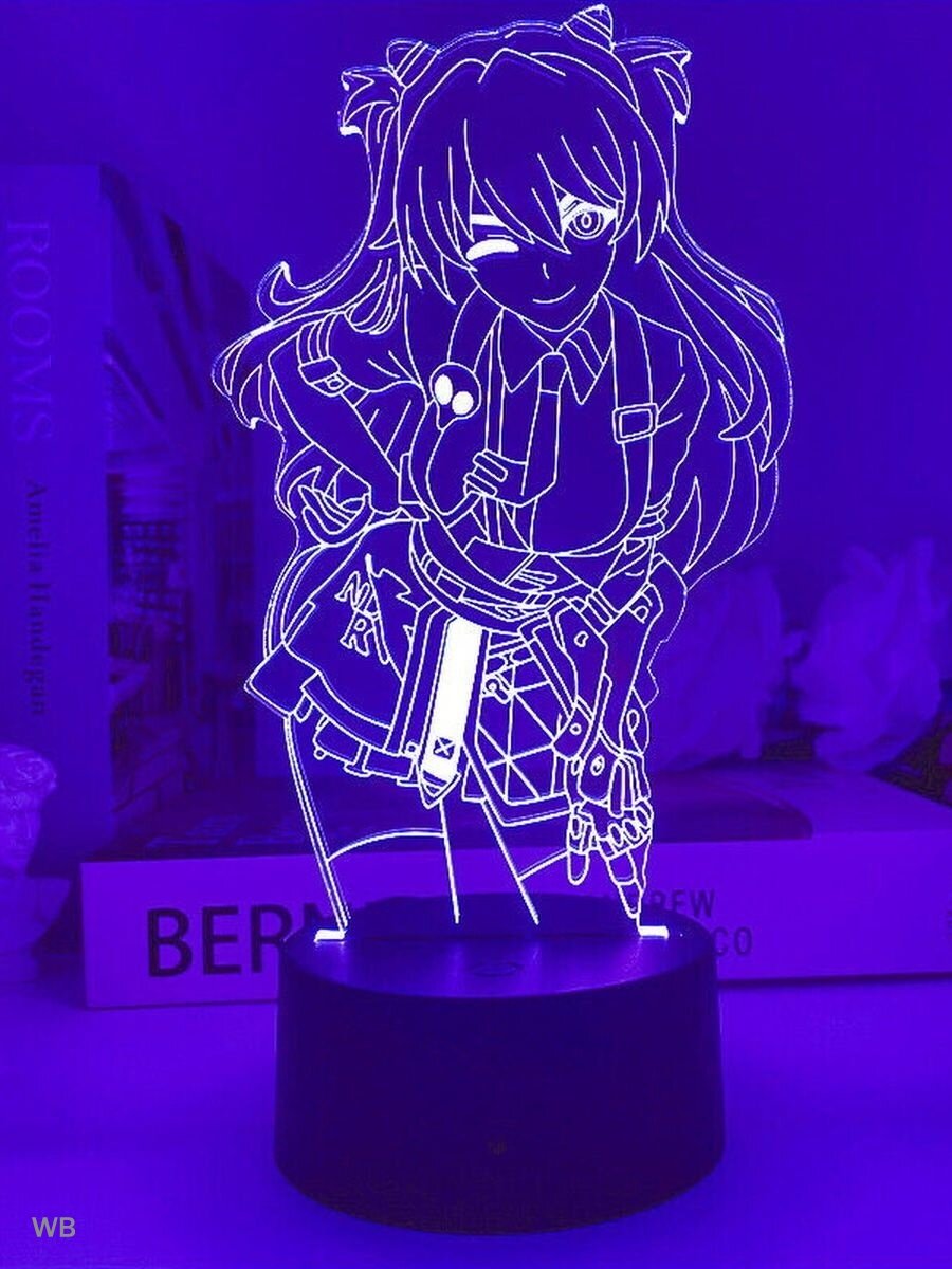 Ночник Аниме Евангелион, Рей Аска - Anime Evangelion. Подарок фанату аниме и манги — декор в комнату с любимыми персонажами, в стиле отаку и японской анимации.