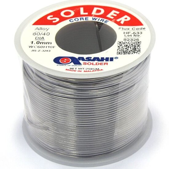 Припой с флюсом Asahi Припой WC60H10F, 1.0мм 0.25кг Sn60/Pb40 (HF533 флюс RMA)