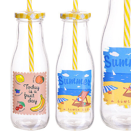 Бутылочка для смузи 0,4 л с трубочкой Loraine разные цвета- не набор 27817 KSMB-27817