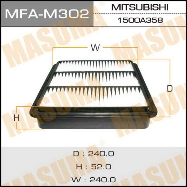 MASUMA MFA-M302 (1500A358) фильтр воздушный Mitsubishi (Мицубиси) l200, Pajero (Паджеро) sport 2.5 2010 -