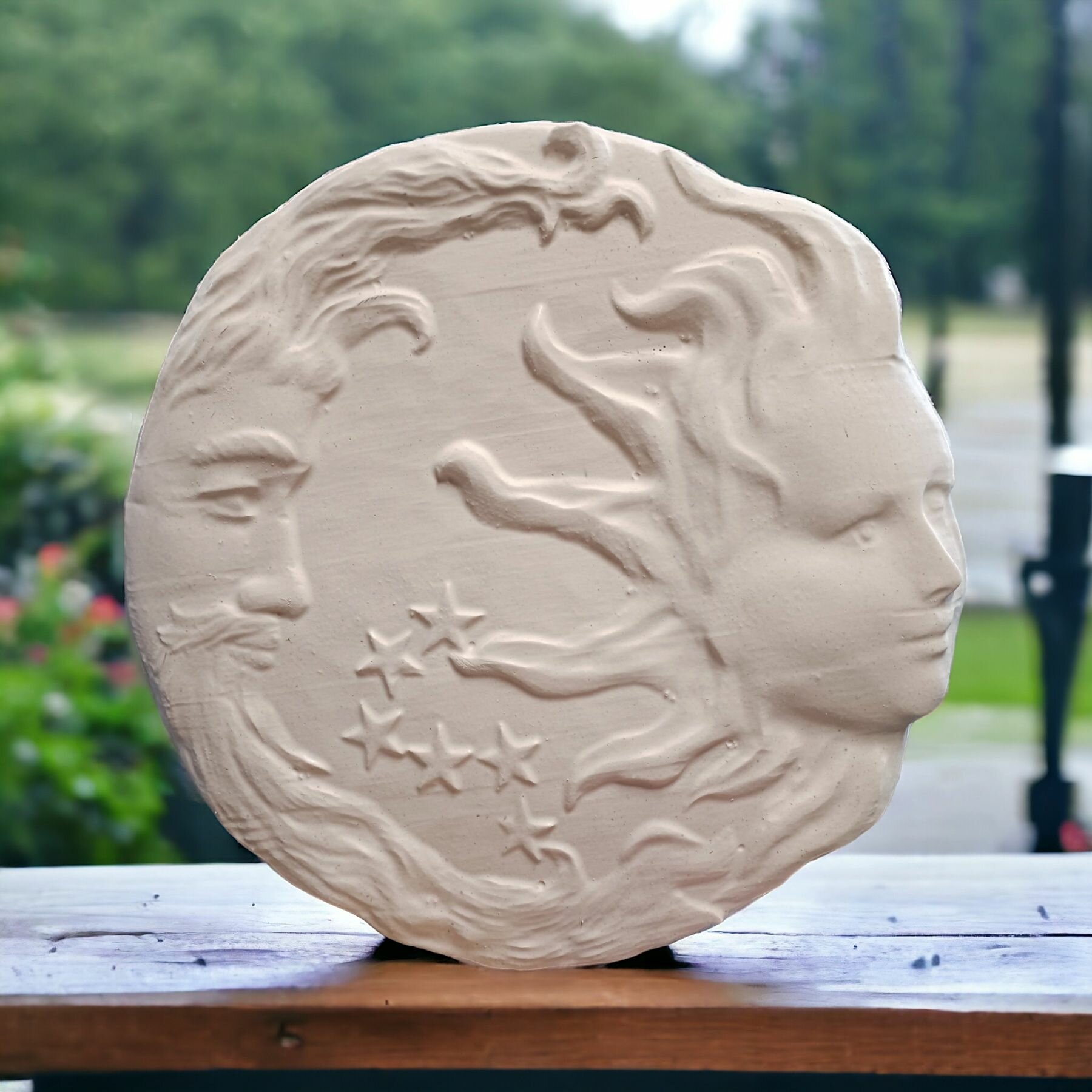 Панель 3D на стену Солнце и Месяц, панно из гипса . Декор для дома, офиса, для интерьера.