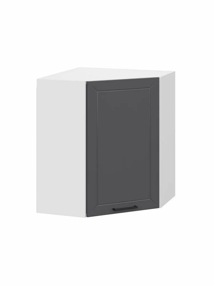 Кухонный модуль навесной, угловой шкаф Сектор с доводчиками, с полками, 60х60х72 см, Белый / Графит