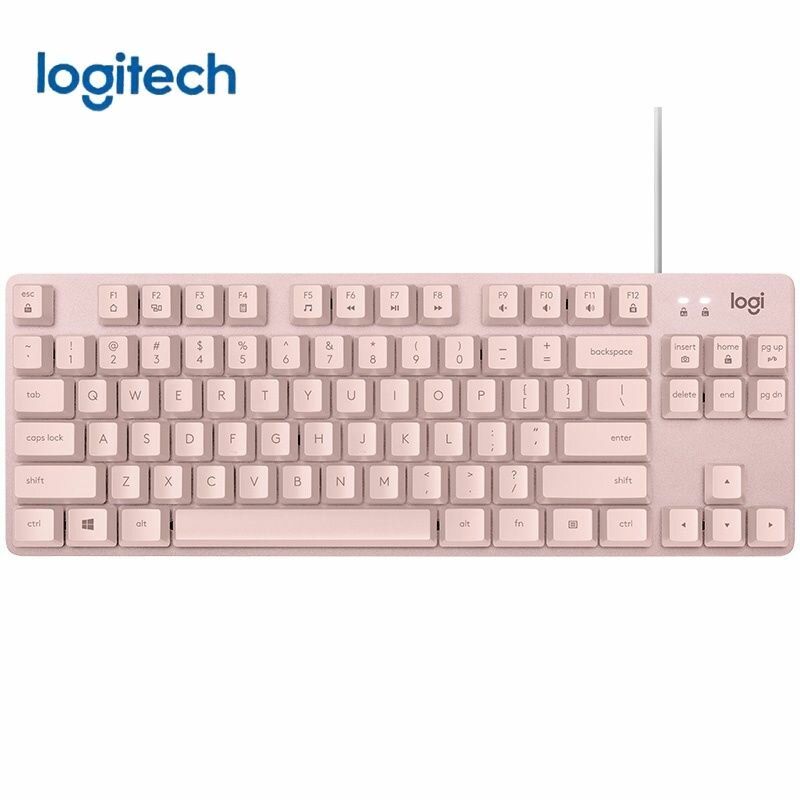 Logitech Розовый красный вал девушки печатания проводной механической клавиатуры
