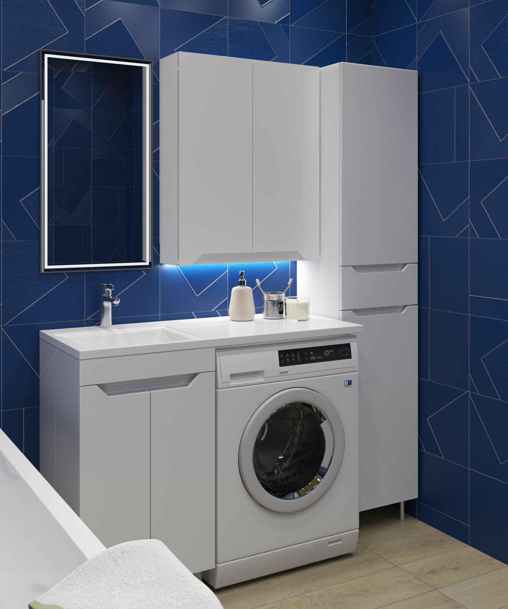 Шкаф MAESTRO FURNITURE "Сохо", навесной, для ванной, ЛДСП/МДФ, белый