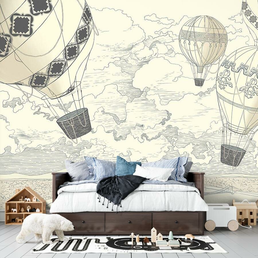 Фотообои Воздушные шары на белом фоне 12-1438-S-Флекс 270 x 200 см (ВхШ) Бесшовные, флизелиновые, влагостойкие обои MasterFresok