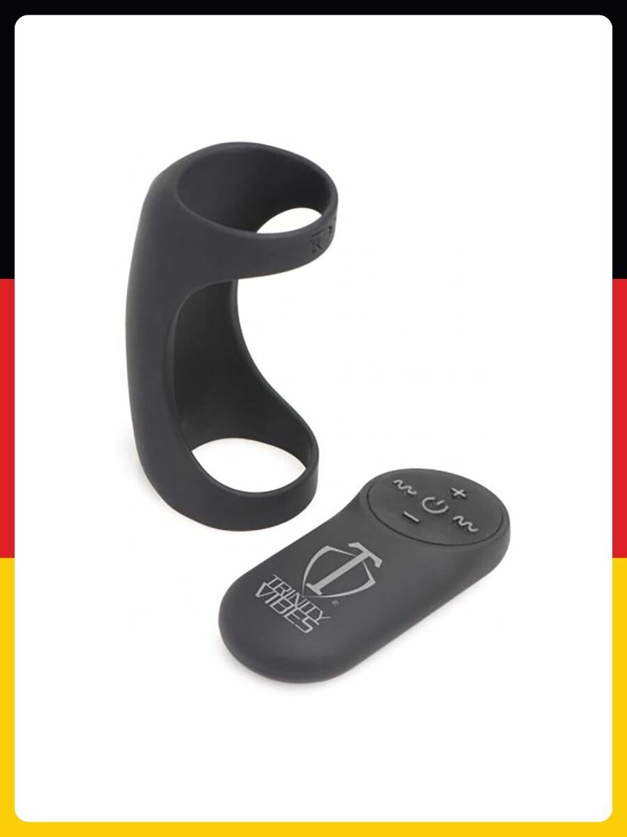 Насадки и удлинители эротические XR Brands Trinity Vibes Double Penis Shaft Vibrating Ring Penis Sleeve Black