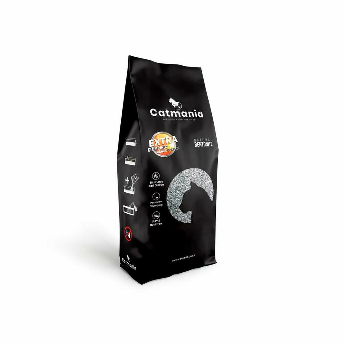 Наполнитель для кошачьего туалета бентонитовый Catmania Extra Cat Litter (sodium), комкующийся, без запаха 18 кг