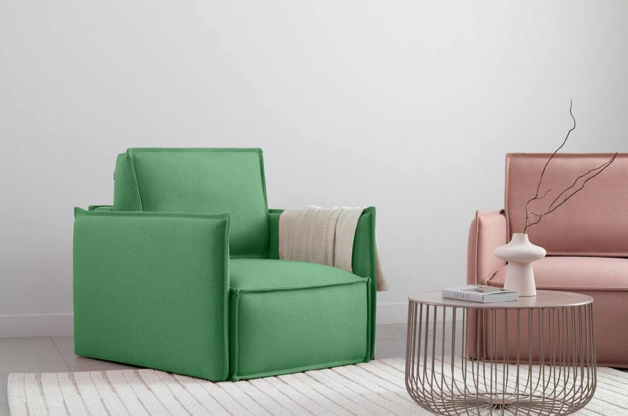 Кресло-кровать Divan.ru Ольен Мини Textile Green, зелёный жаккард, 88х108х87 см.