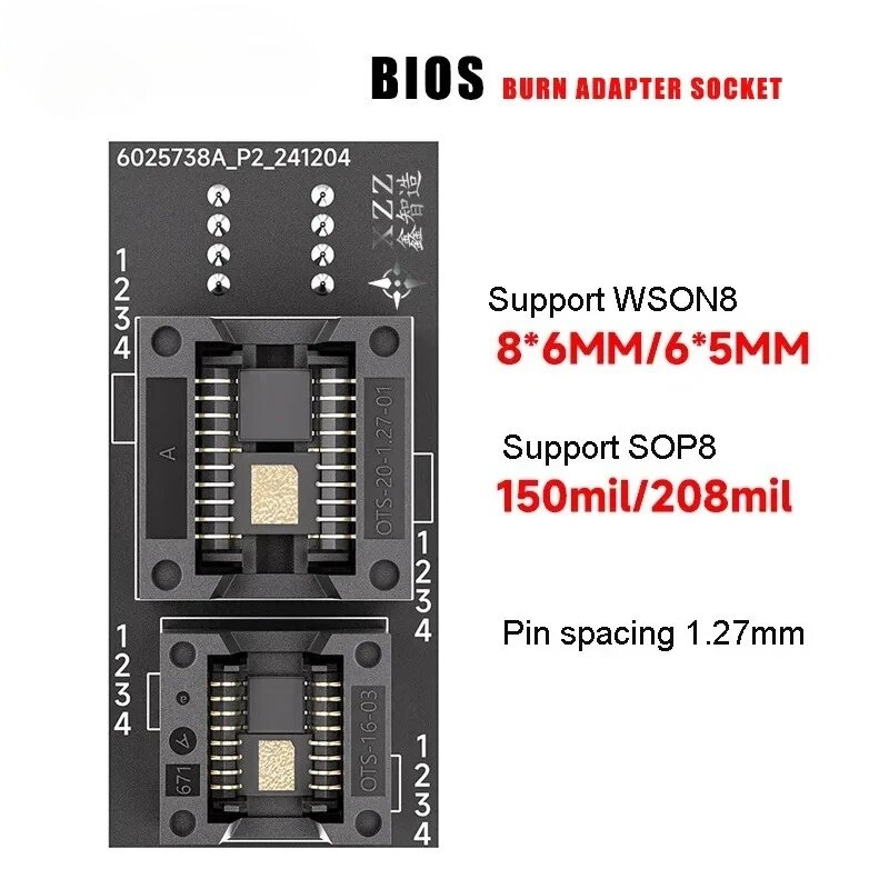 TULX Разъем для записи BIOS XZZ 4in1 SOP8/WSON8/QDFN8