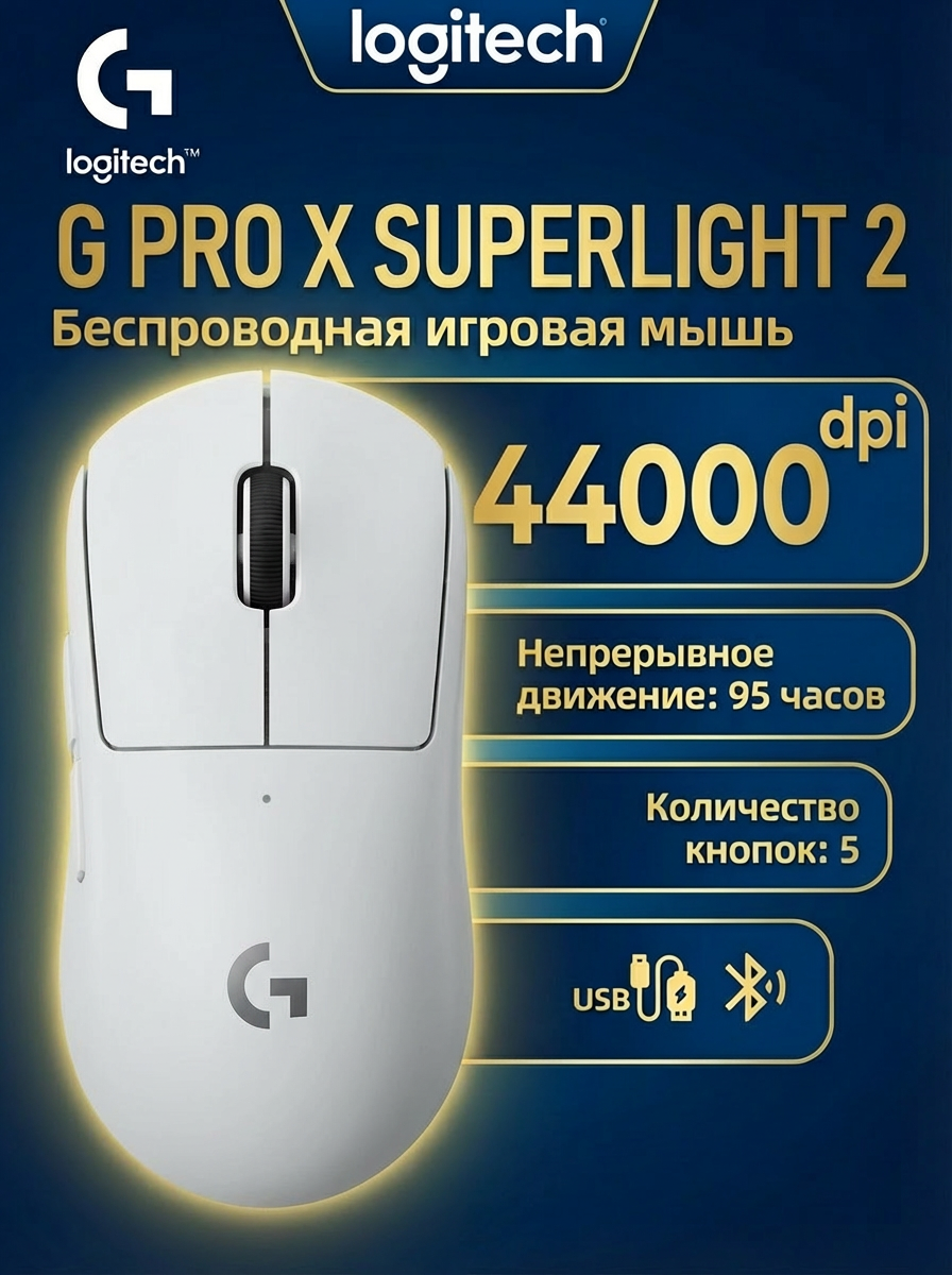 Мышь Logitech G PRO X Superlight 2 беспроводная Белый (910-006634)