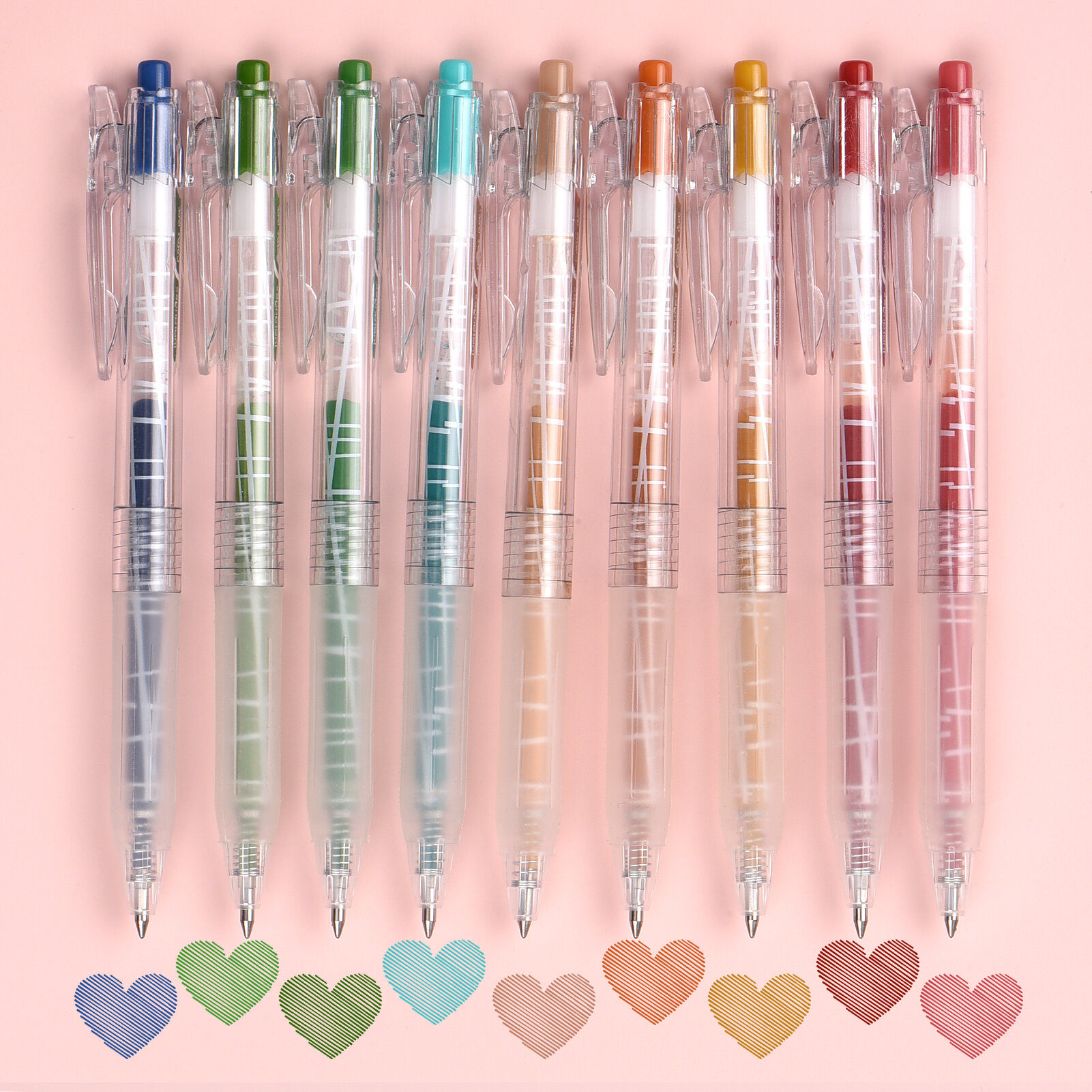 Набор гелевых ручек 9 цветов, 0.5 мм, стержень для ручки, цветные ручки, выдвижные гелевые ручки, материалы для искусства, для детей, взрослых, Раскрашиваемые книги, рисование, живопись, письмо, дневники, 9 цветов без повторений, ретрактируемые, 9 штук в