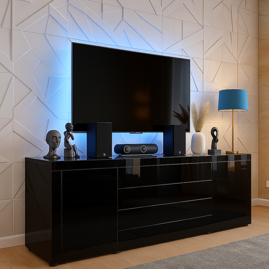 Комод "Грант", фасад глянец, без ручек, с 4 ящиками, 200 см х 72 см х 40 см