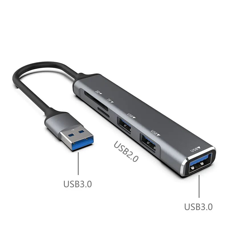 USB-хаб 5in1 Grey USB 3.0