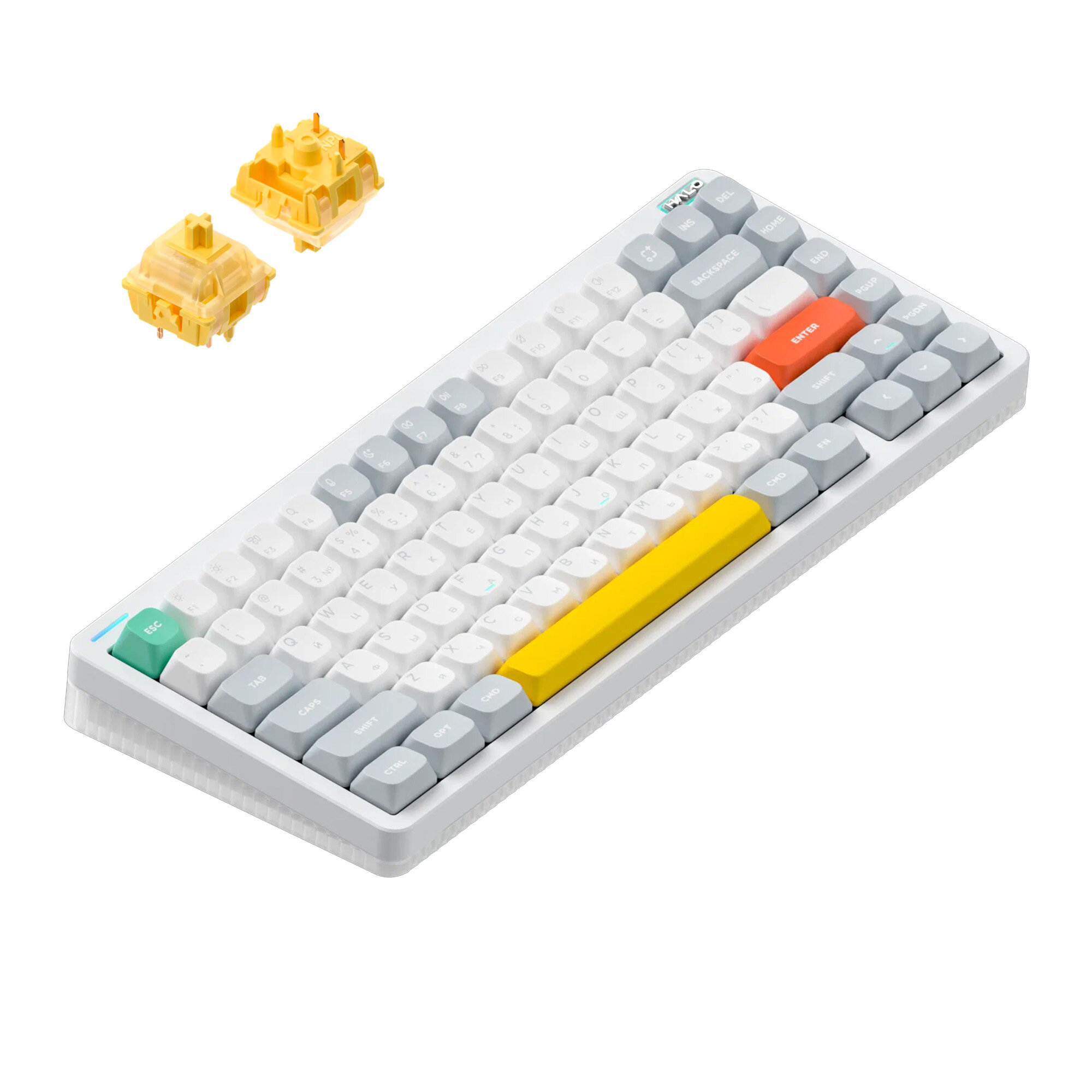 Беспроводная механическая клавиатура NuPhy Halo75 V2 QMK (RGB, Hot Swap, Lemon Switch) ionic white
