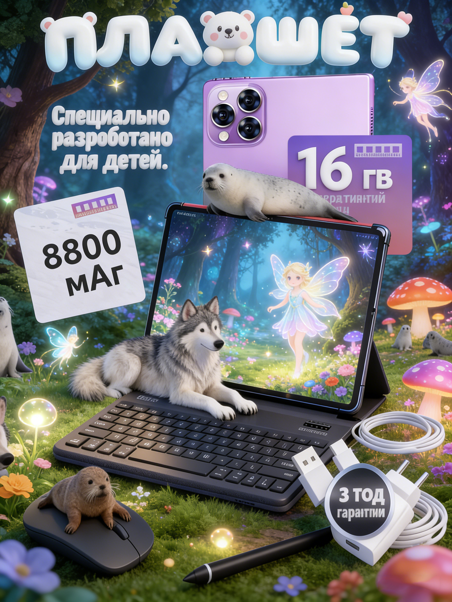 Планшет Pro12 LTE Galaxy — это 11,6-дюймовый игровой планшет на базе Android, оснащенный клавиатурой и мышью.
