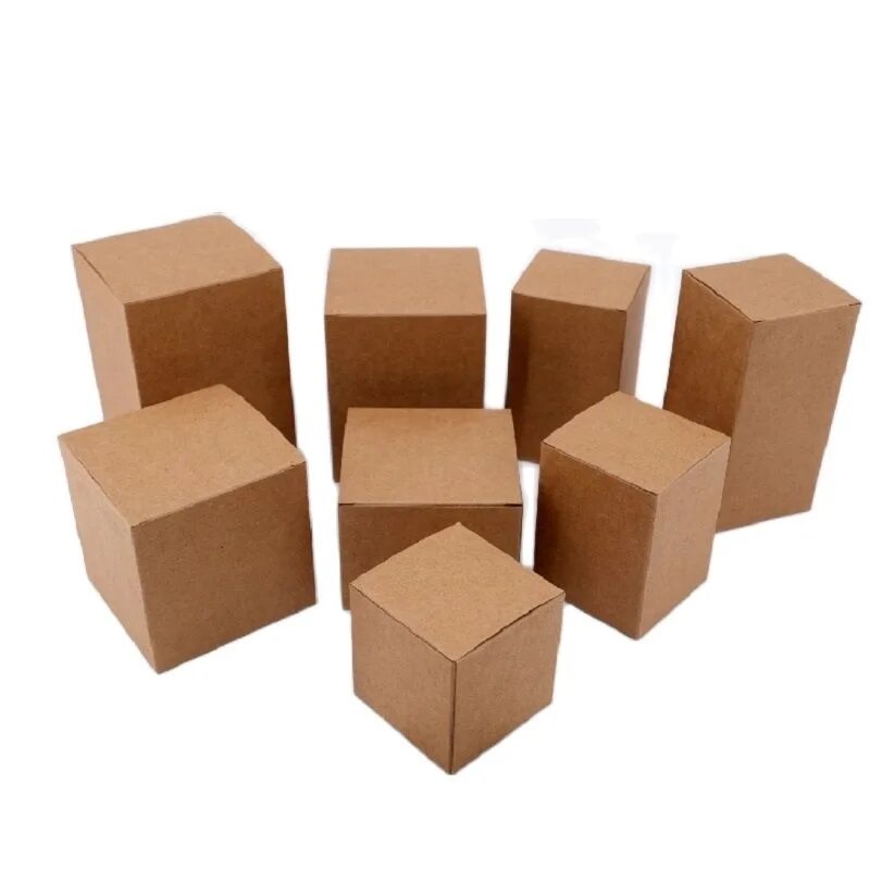 Картонные коробки для подарков PKQ, 50 шт Коричневый, Brown, 6x6x6cm