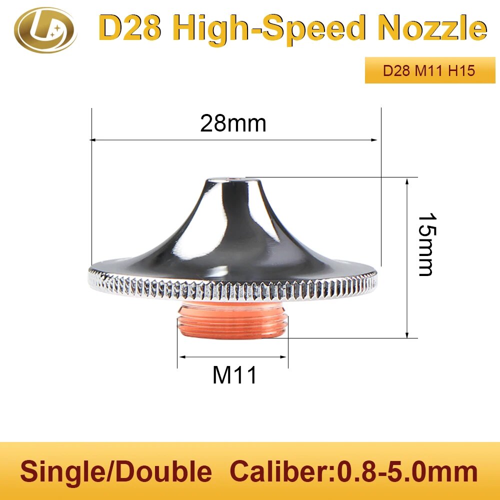 Лазерное сопло D28 M11 H15 калибра 0.8-5.0 DLEI 2.0mm, D28-D-M11