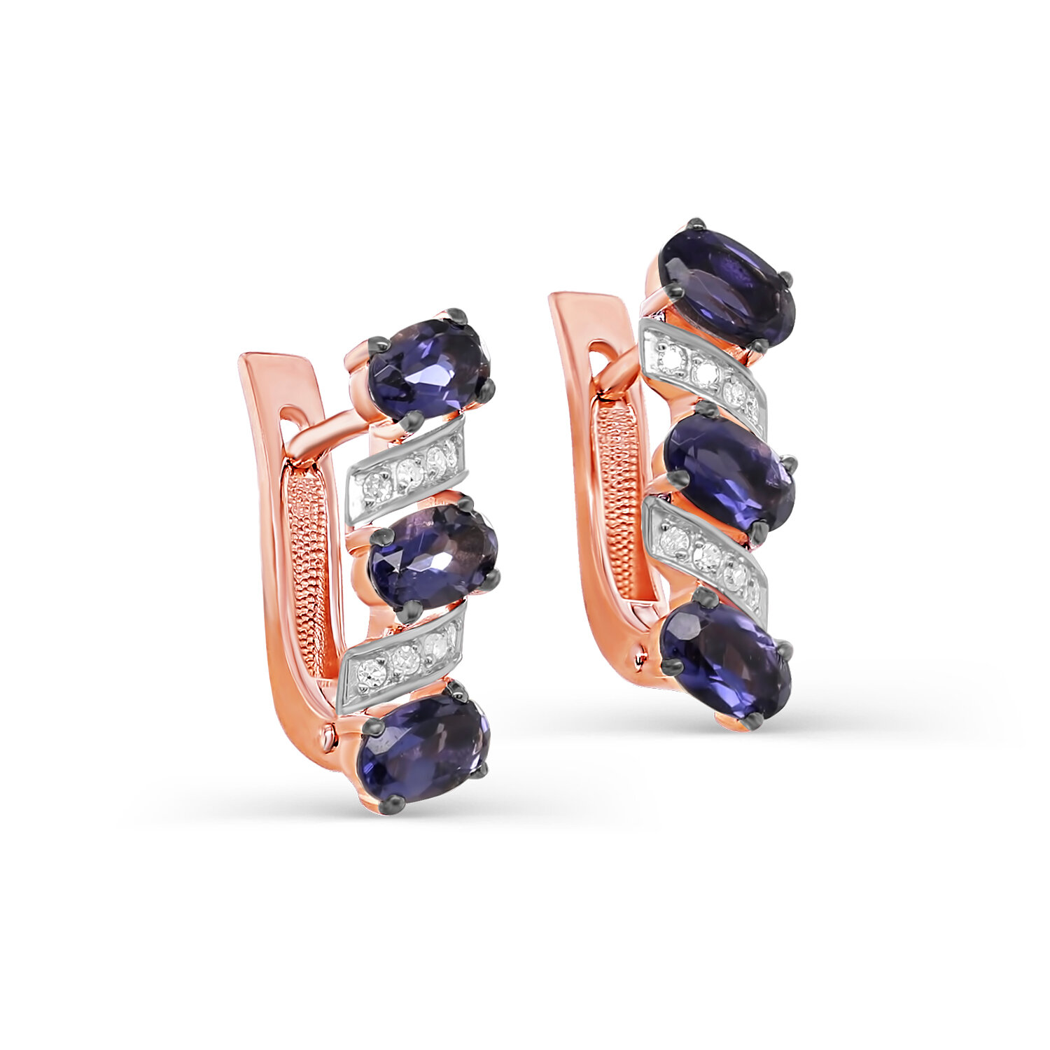 Серьги, красное золото, 585 проба, бриллиант