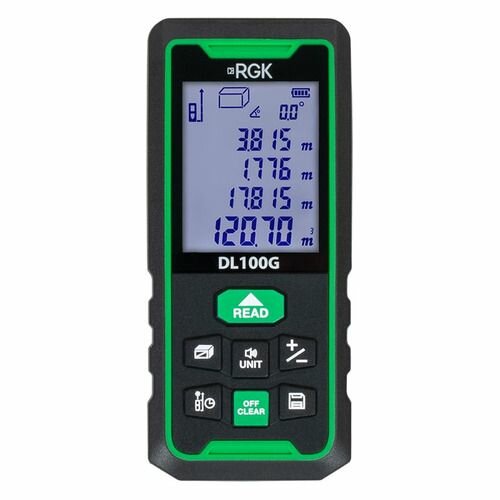 Лазерный дальномер RGK DL100G, 2 класс лазера, 535нм, луч зеленый [778190]