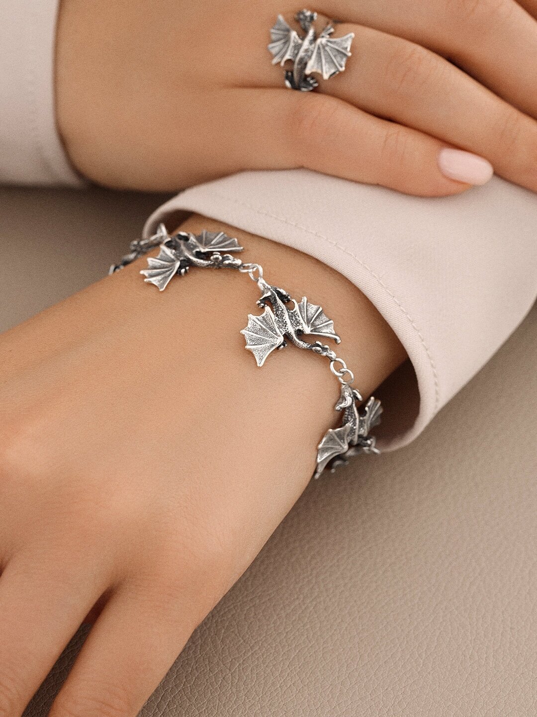 Браслет Самородок, серебро, 925 проба, чернение