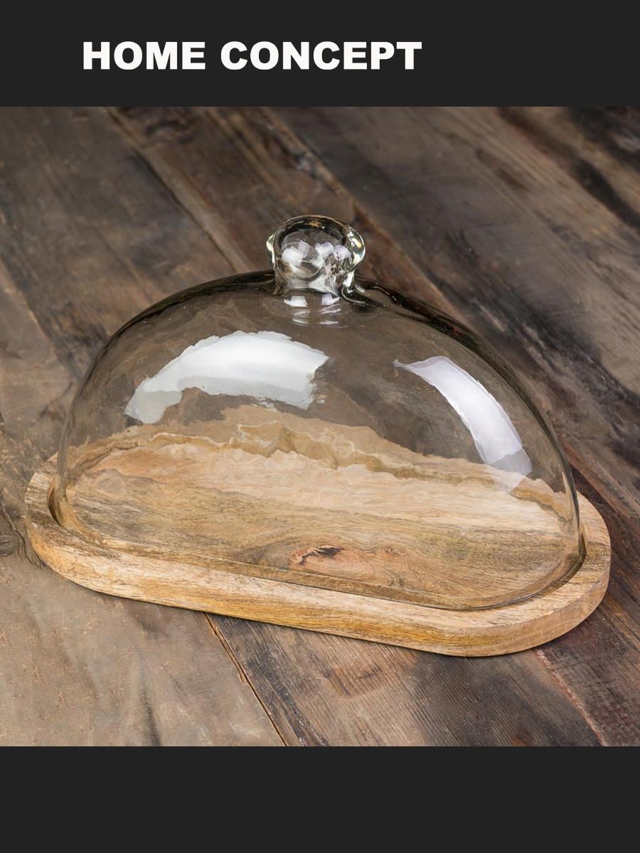 Деревянная доска с колпаком Oval Wooden Cake Plate With Cover