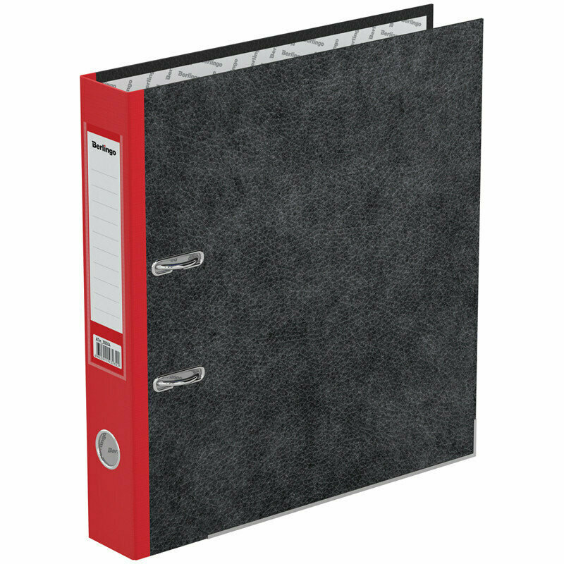 Папка-регистратор Berlingo "Standard", 50мм, мрамор, с карм. на корешке, нижний метал. кант, красная, 206857