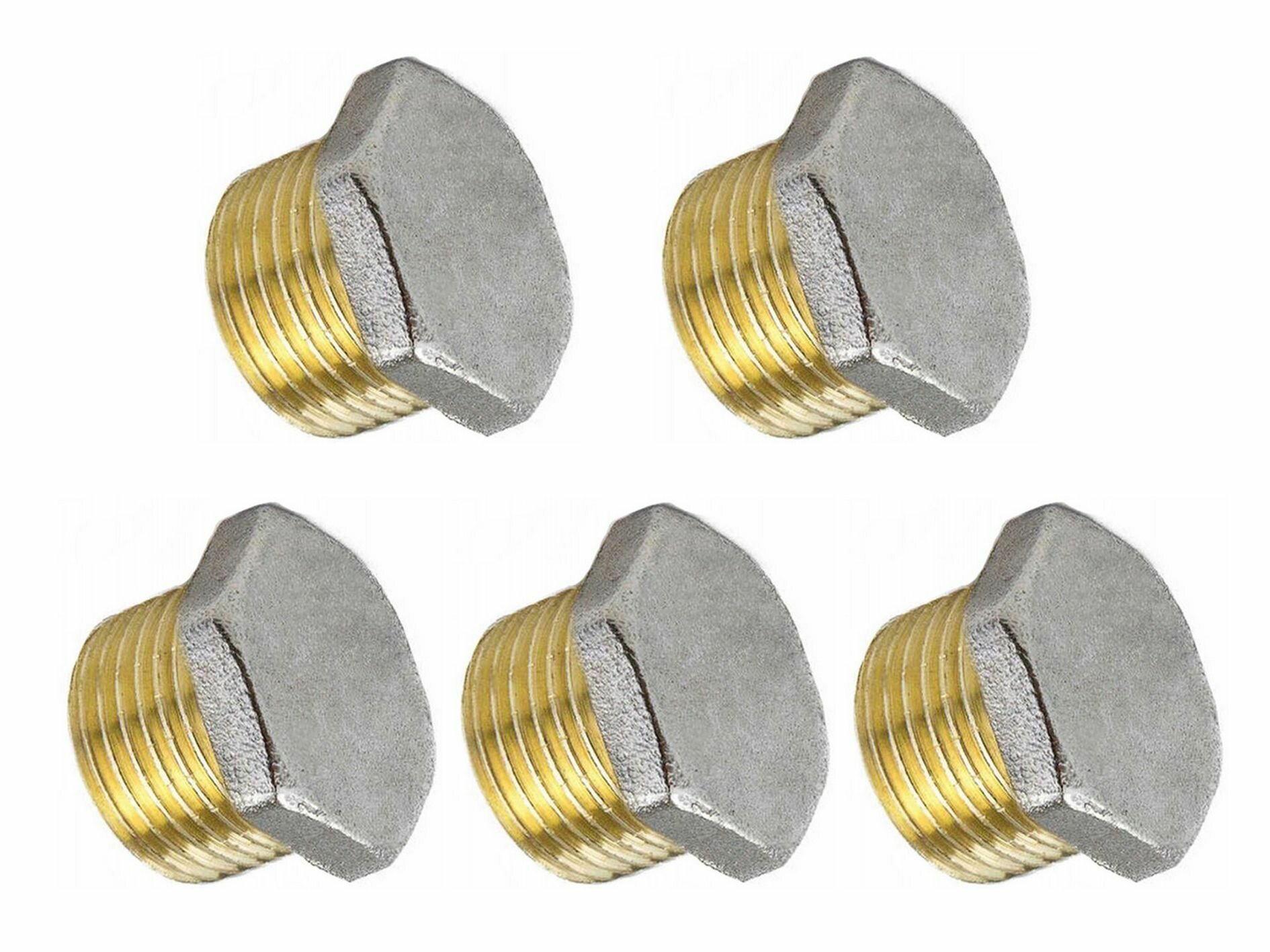 Заглушка 1/2" НР никелированная латунь TIM DT002N-5шт.