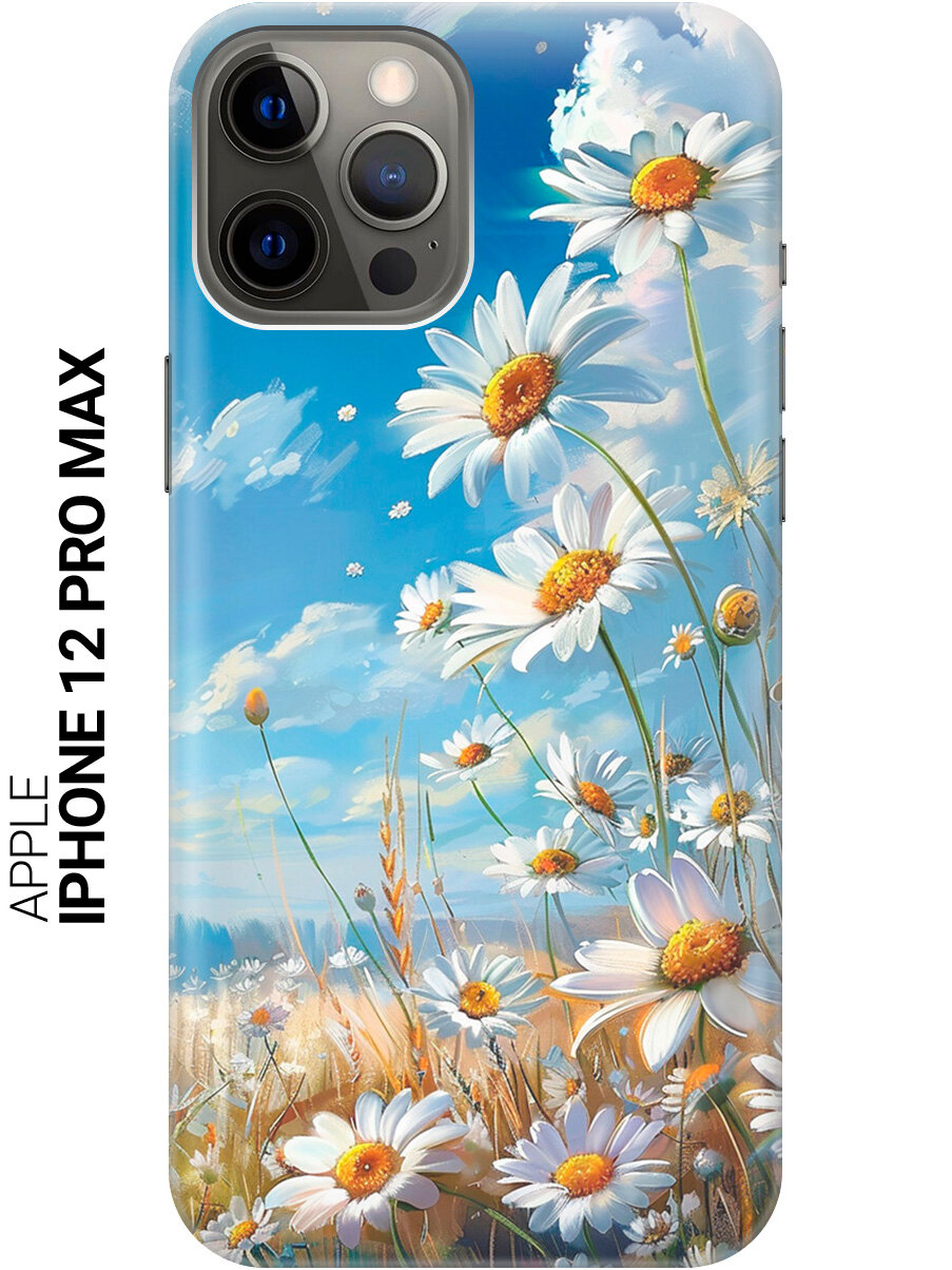 Силиконовый чехол на Apple iPhone 12 Pro Max / Эпл Айфон 12 Про Макс с рисунком "Ромашки на поле"