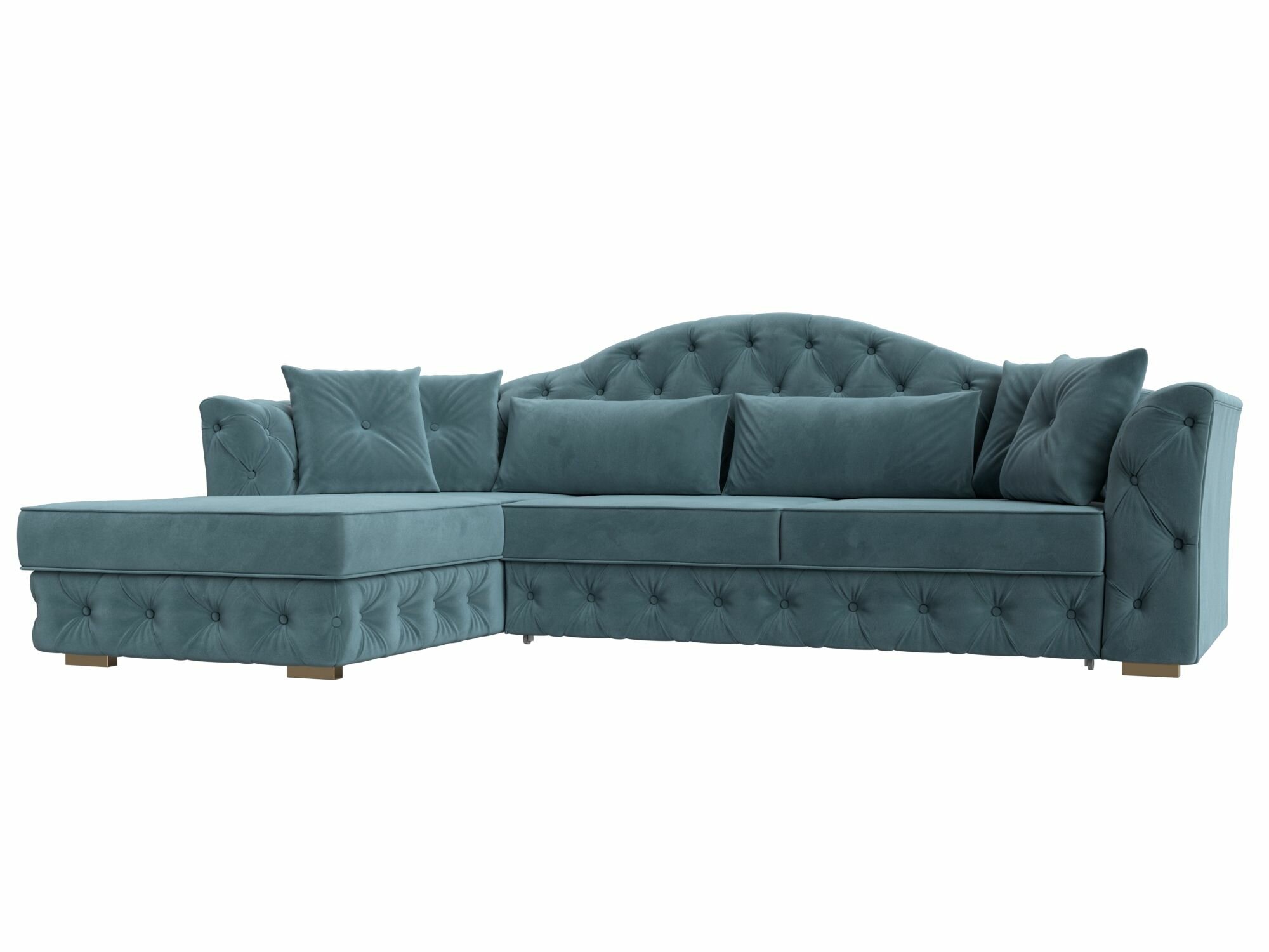 Диван угловой Артис левый угол, велюр бирюзовый