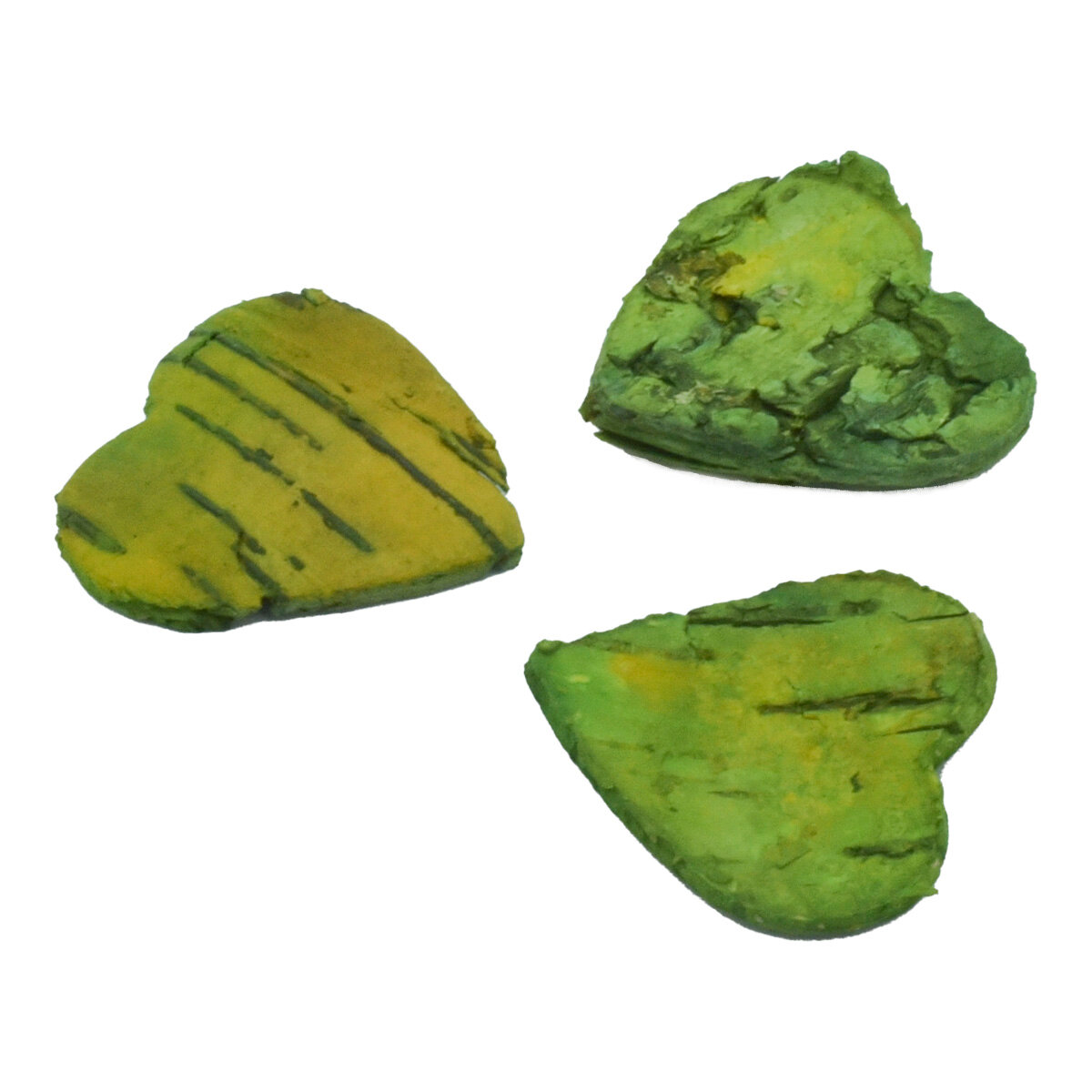 YW205 Декоративные элементы из коры дерева 'Сердечки', 3 см, 30 шт (зеленый)